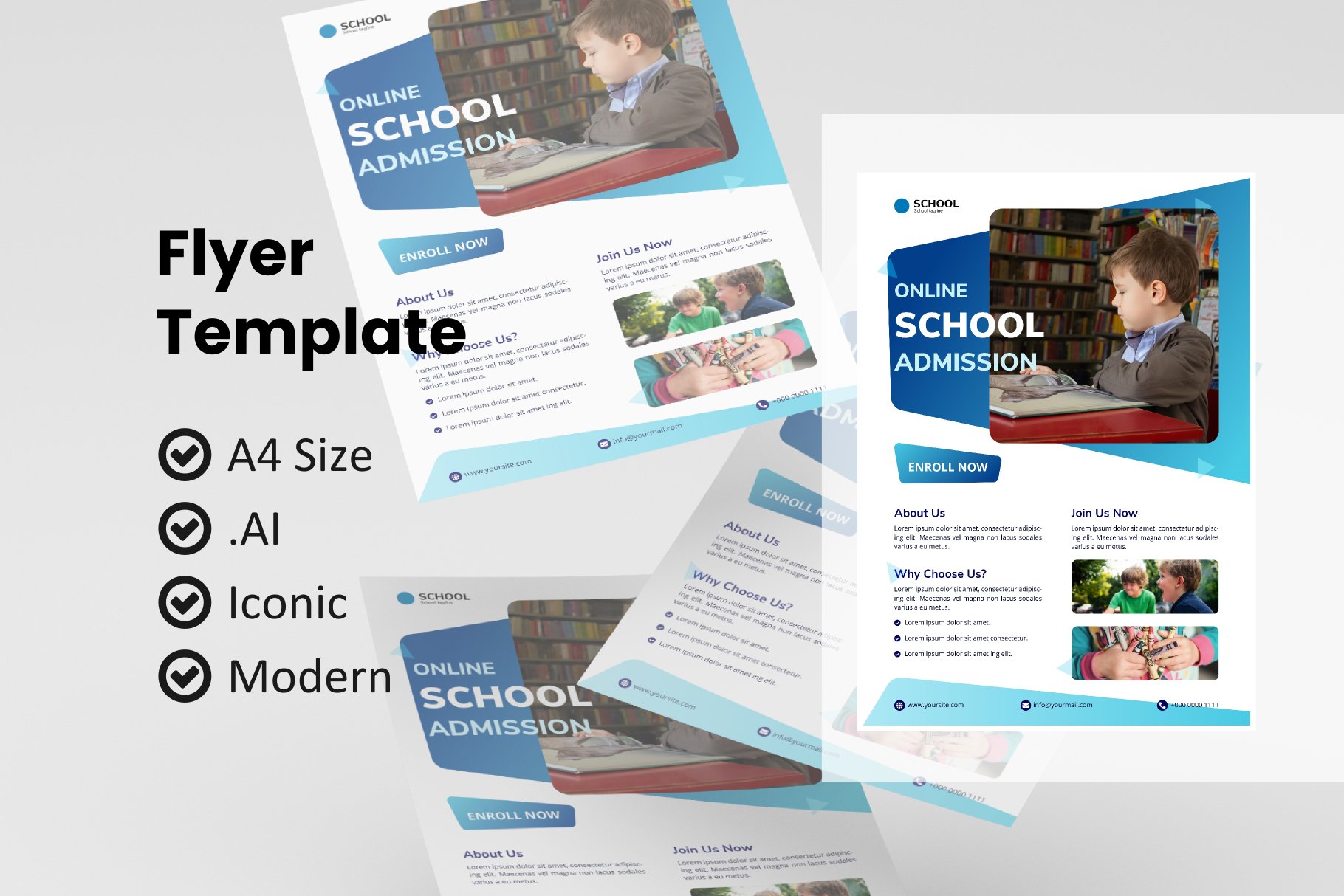 School online class flyer template