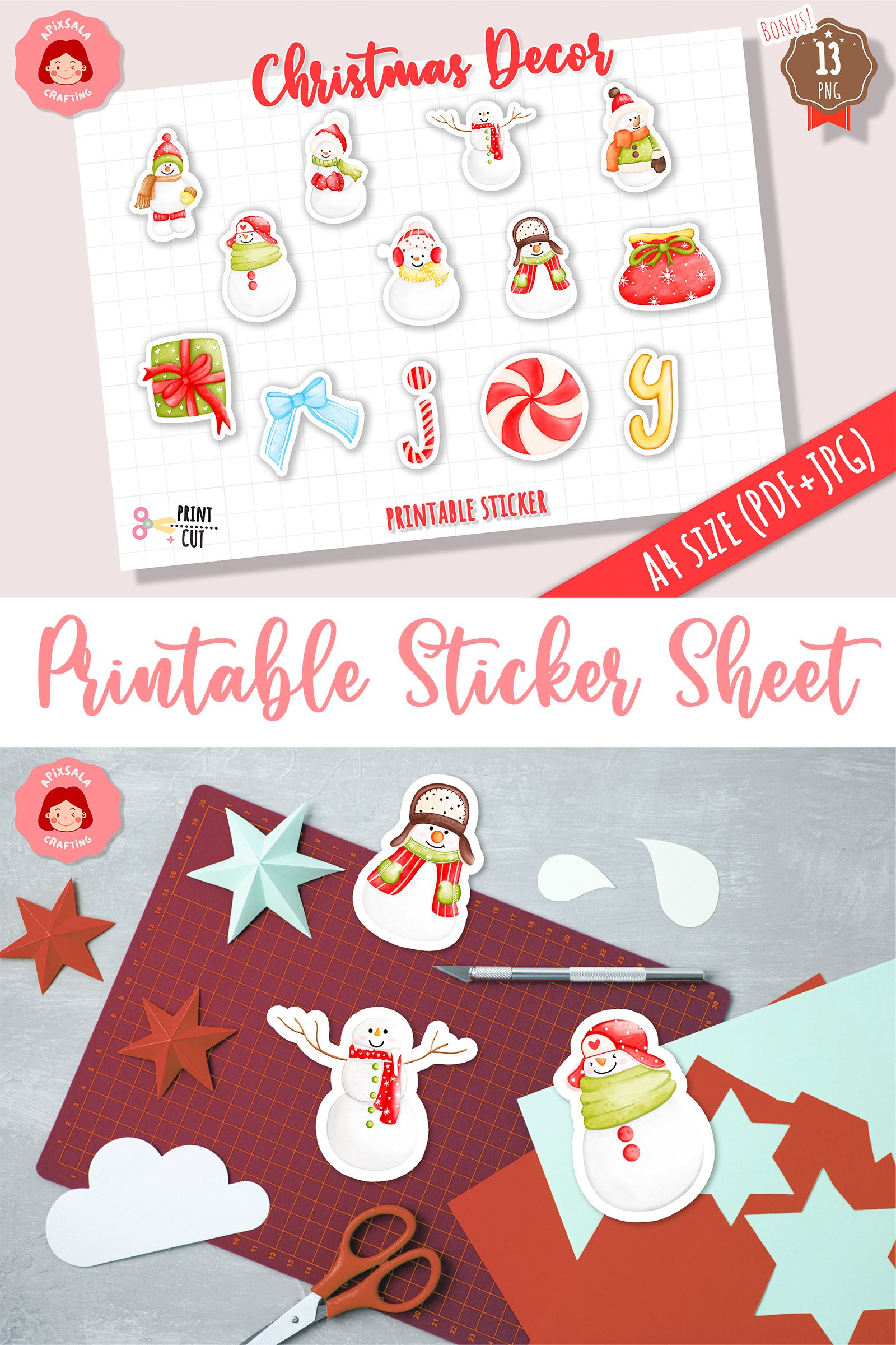 Christmas Snowman Printable Sticker Sheet (2215986)