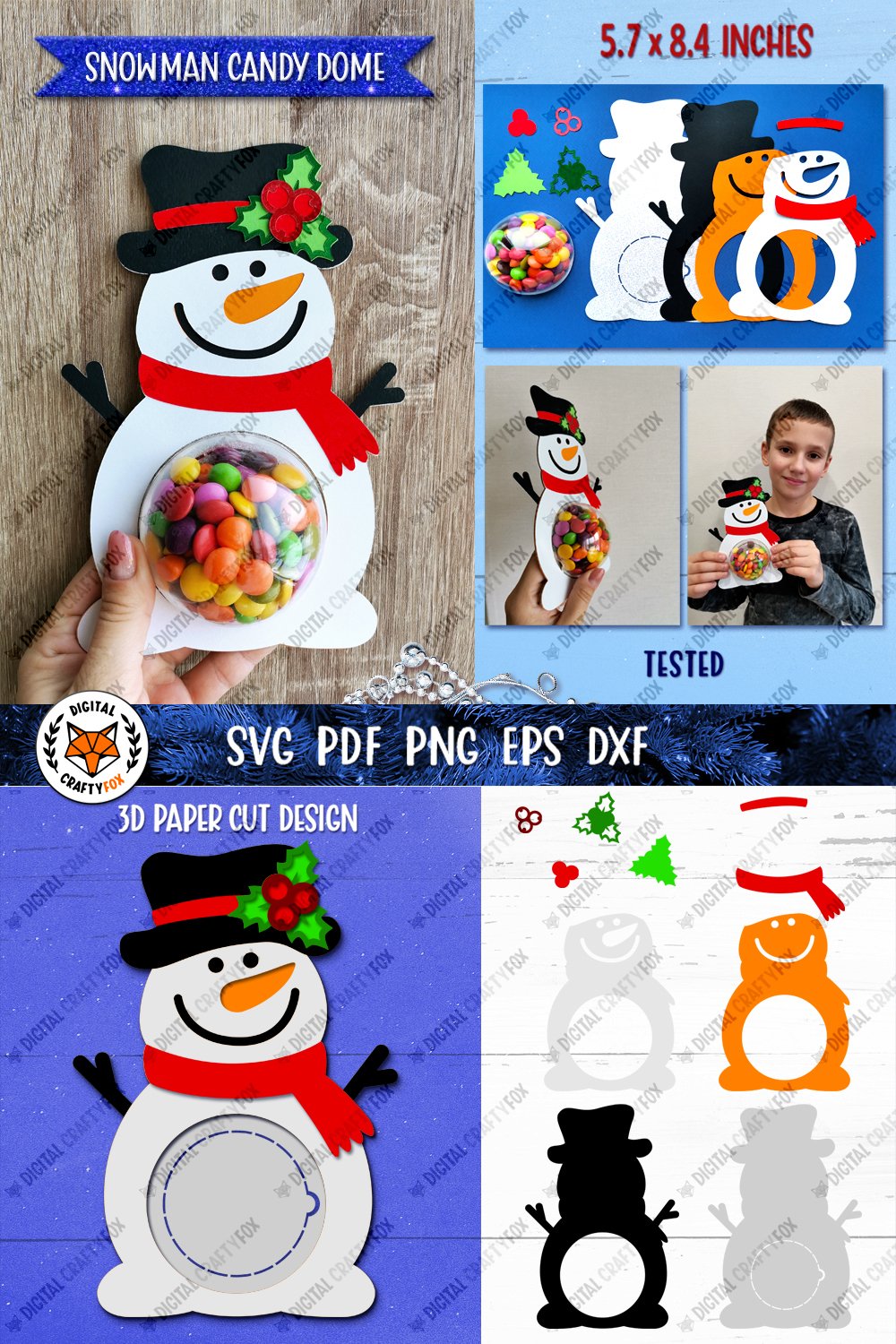 Christmas Snowman Candy Dome SVG | 3D Snowman Layered SVG