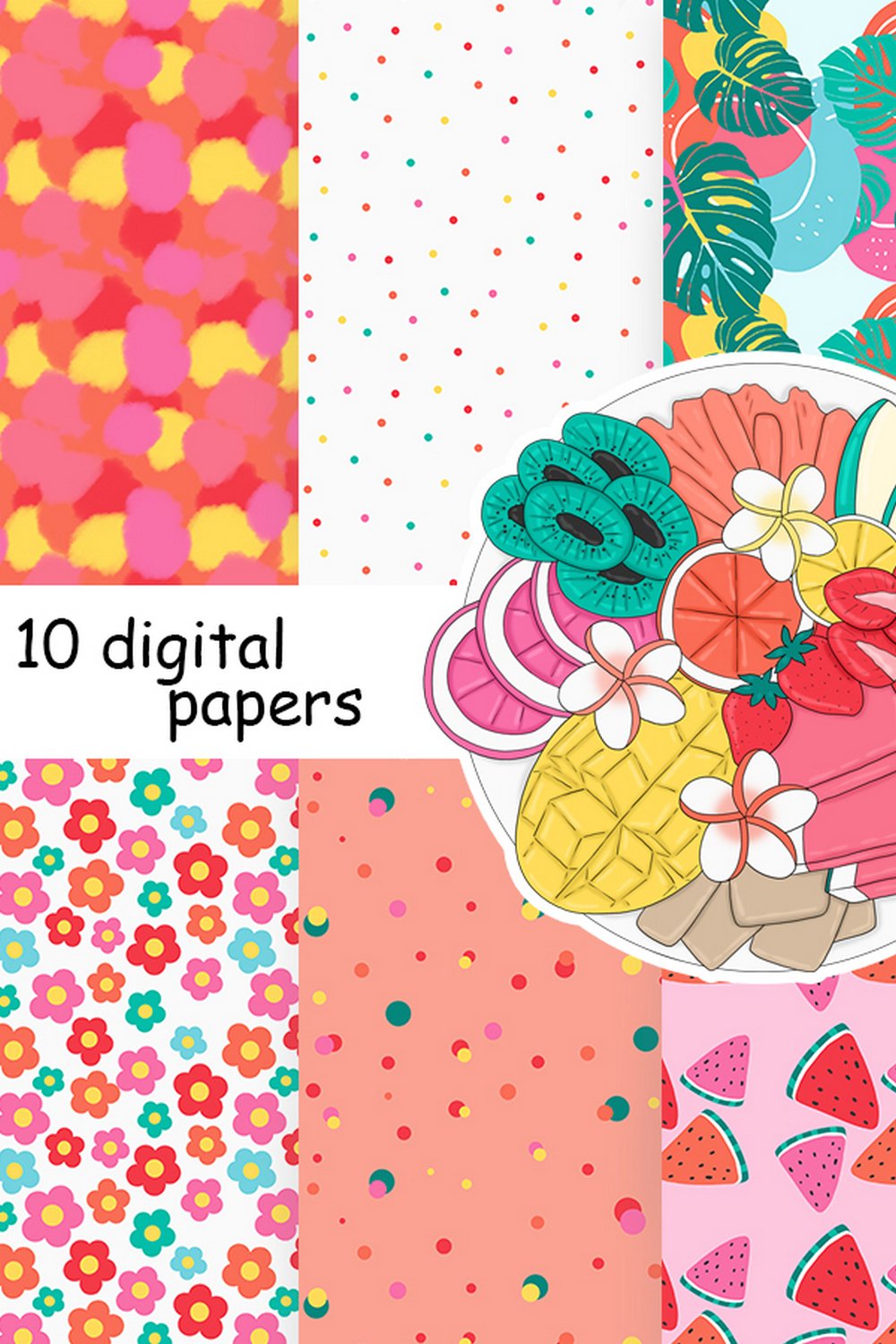 Beach Bright PATTERN Tropical Flower Vacation Sticker - JPEG