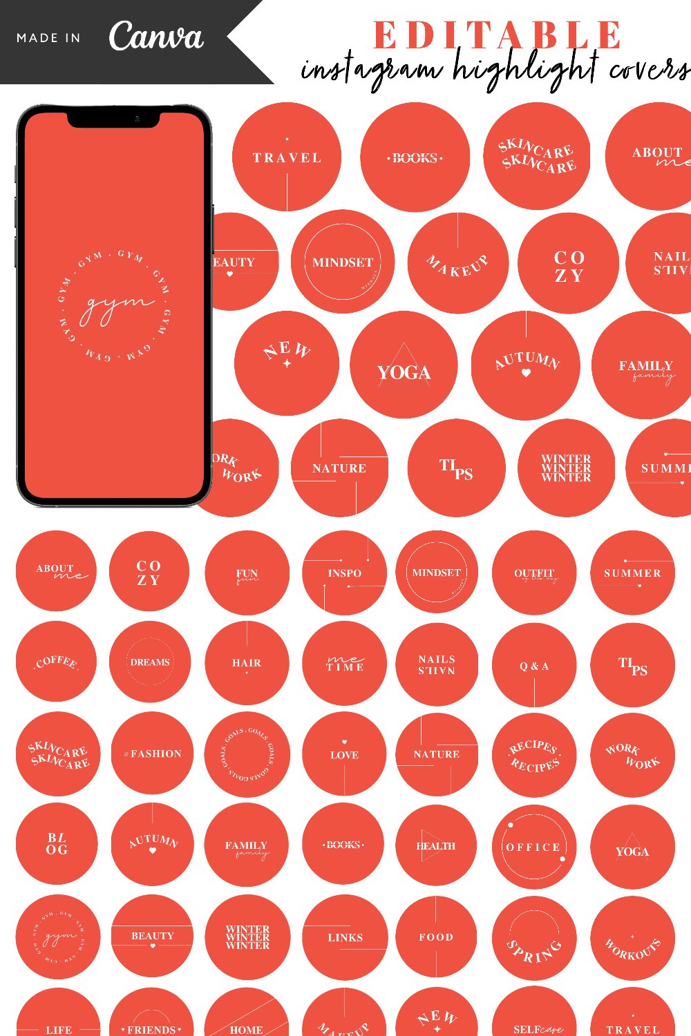 red business instagram highlight icons canva editable