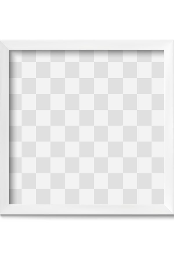 White frame. Empty gray simple photo square border with shad