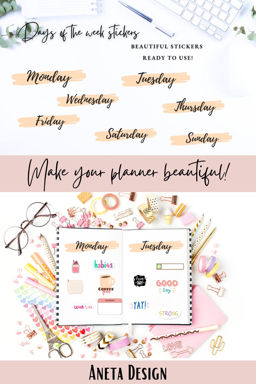 Days of the week printable stickers