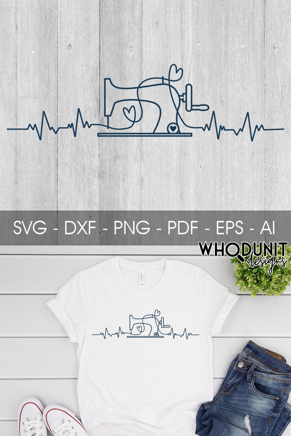 Sewing Heartbeat SVG | Sewing Machine cut file