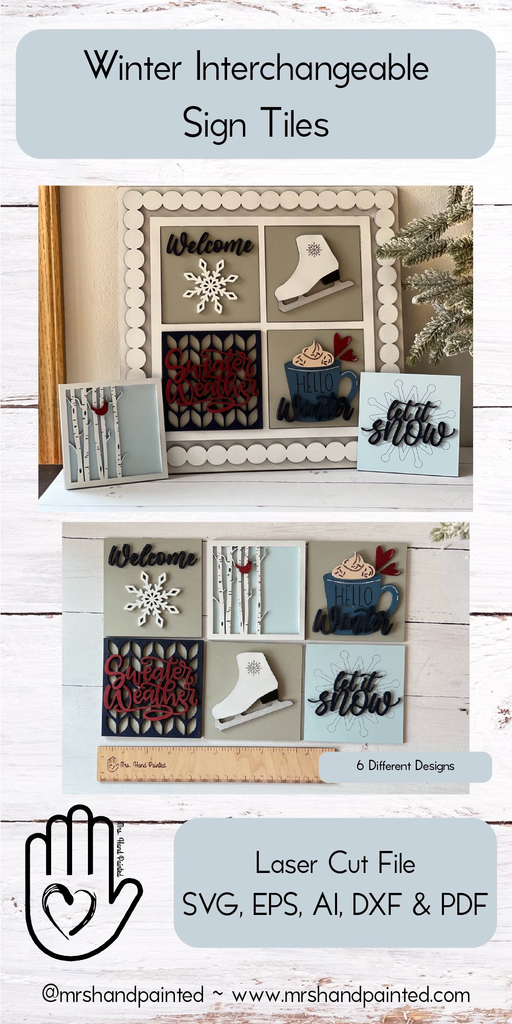 Winter Ladder Sign Tiles