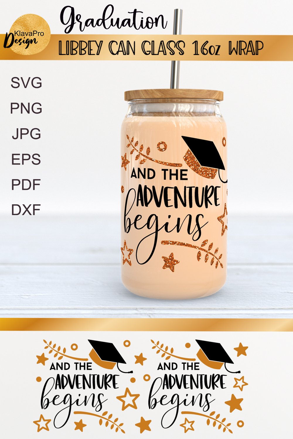 Graduation Libbey glass 16oz | Can glass wrap svg (2378144)