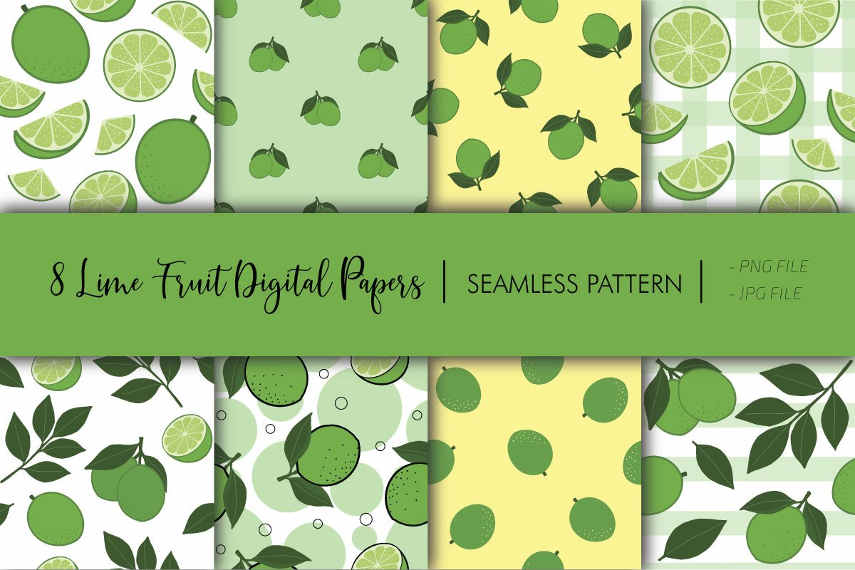 Lime Fruit Digital Papers - Seamless Pattern