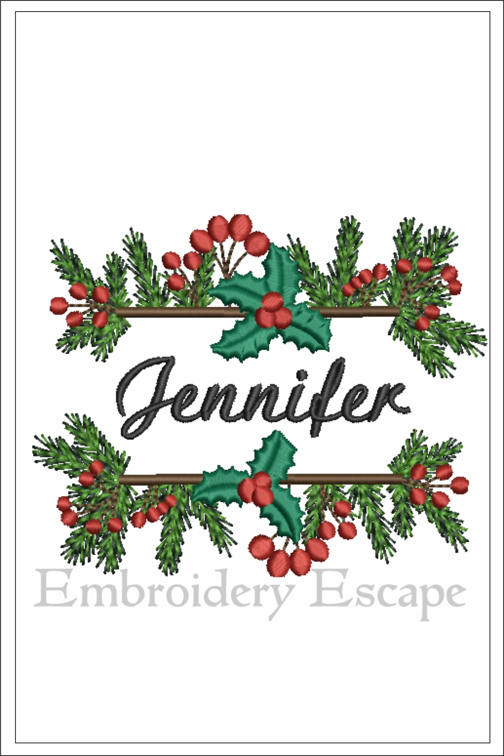 Merry Christmas Name Frame Embroidery File