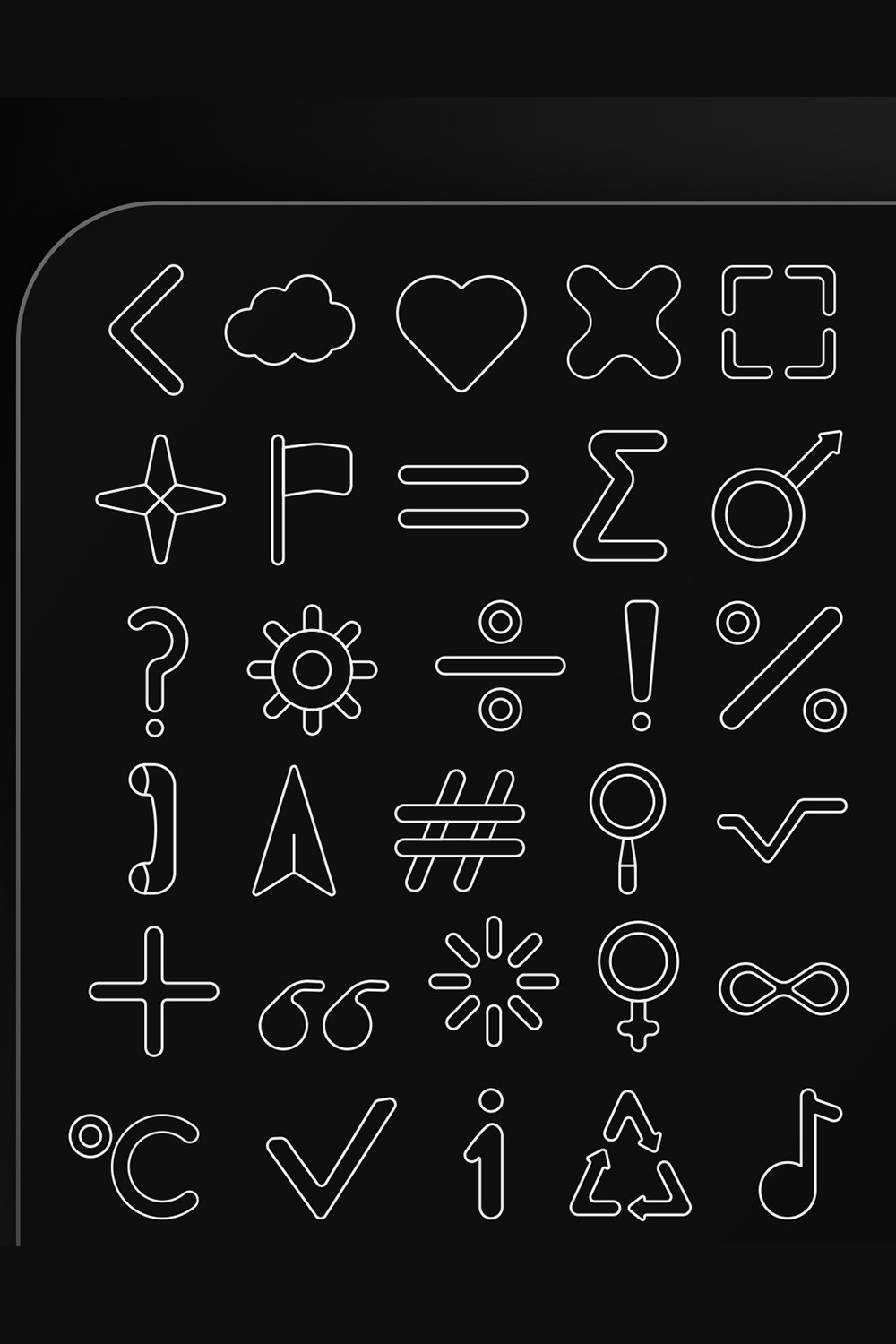 Symbols icon pack sign art collection