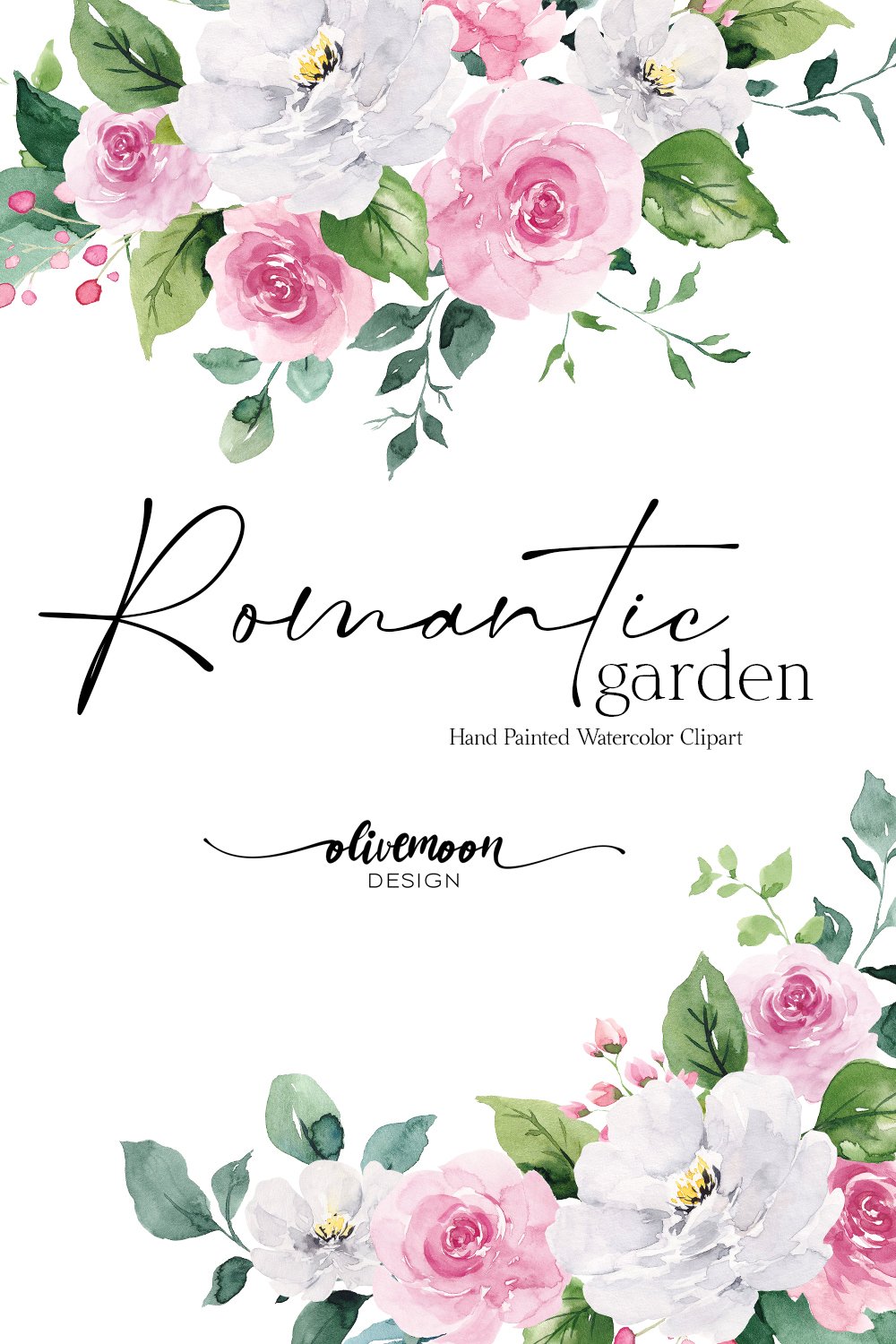 Pink White Watercolor Flowers Clipart Blush Floral Clip Art