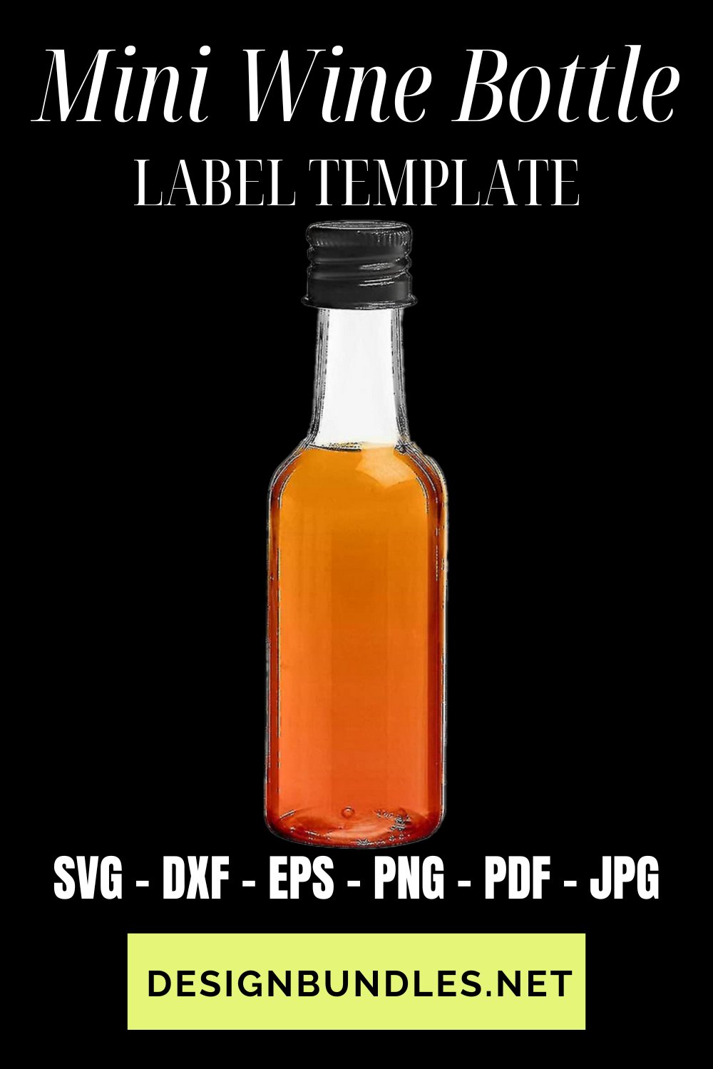 1.7oz 50ml Mini Wine Bottle Label Template PNG SVG