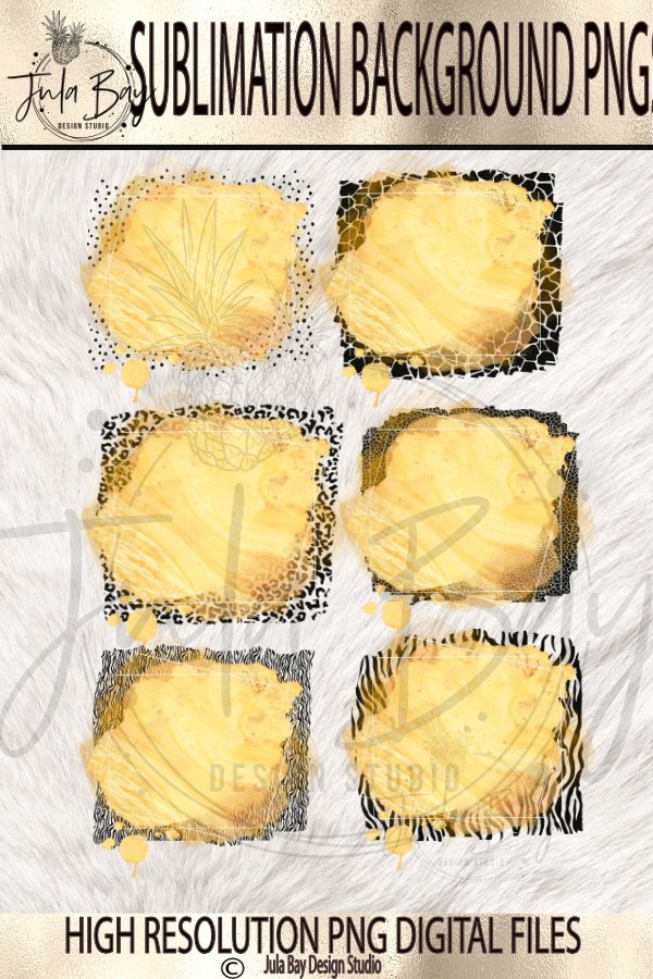 Yellow Animal Print Watercolor Sublimation Backgrounds PNG