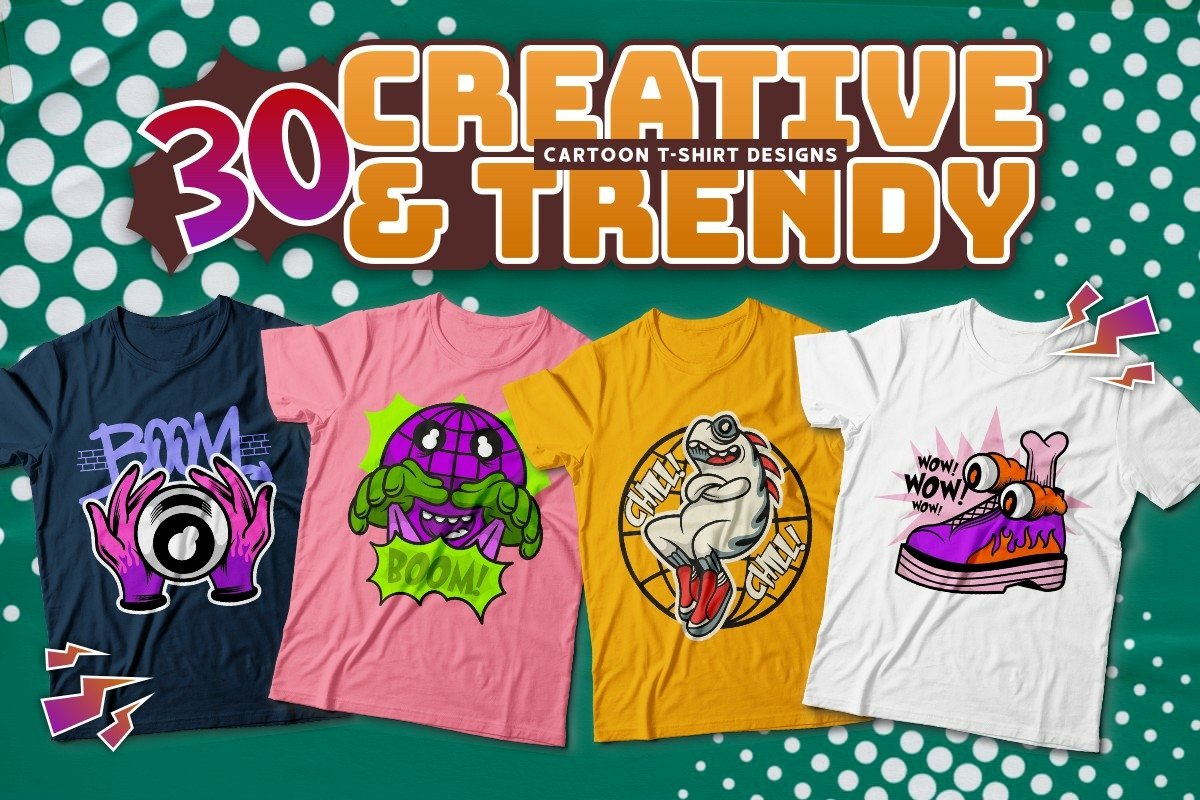 Creative and Trendy Cartoon T-shirt Designs Bundle