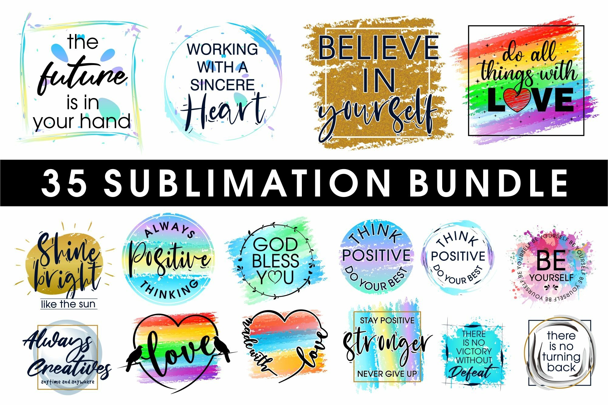 Inspirational Quotes Sublimation Bundle, Quotes Svg Bundle