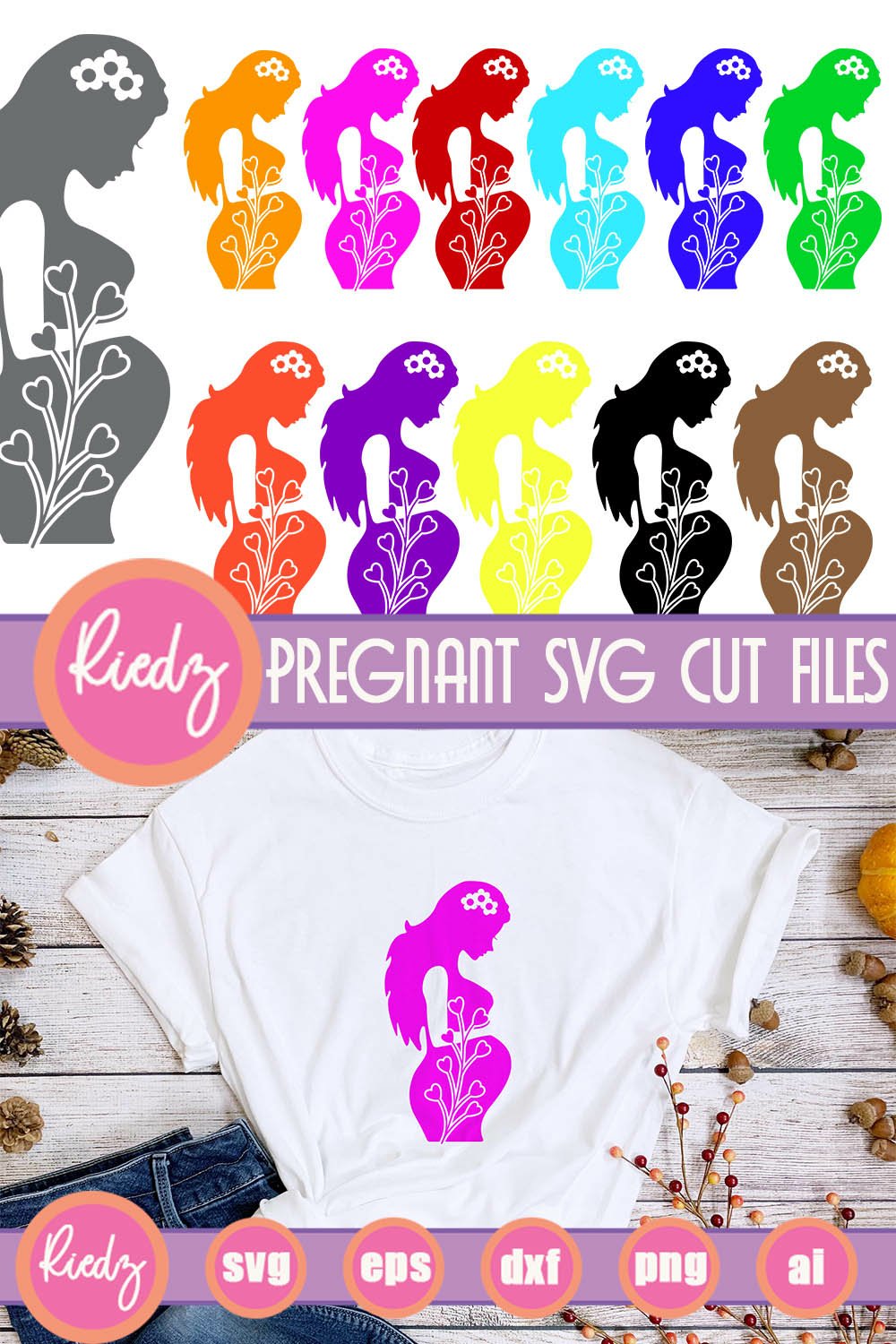 Pregnant Women Svg Cut File, Pregnant SVg File for Cricut