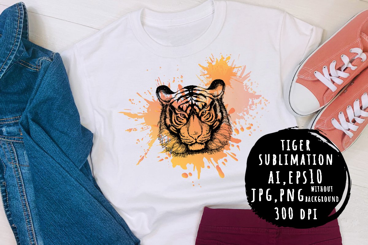 Tiger. Colorful sublimation