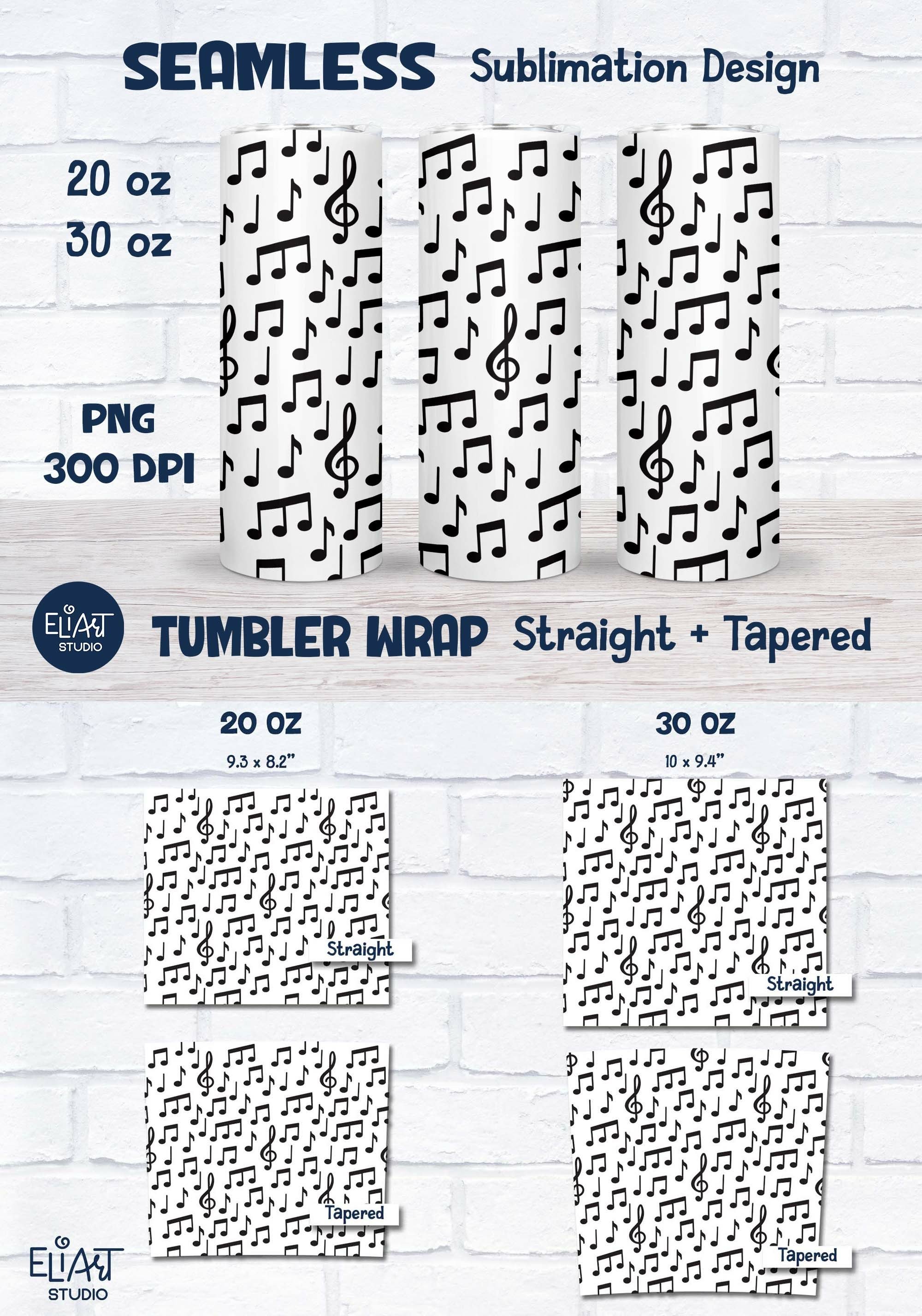 Music Tumbler Sublimation | Seamless Tumbler Wrap 20 30 OZ