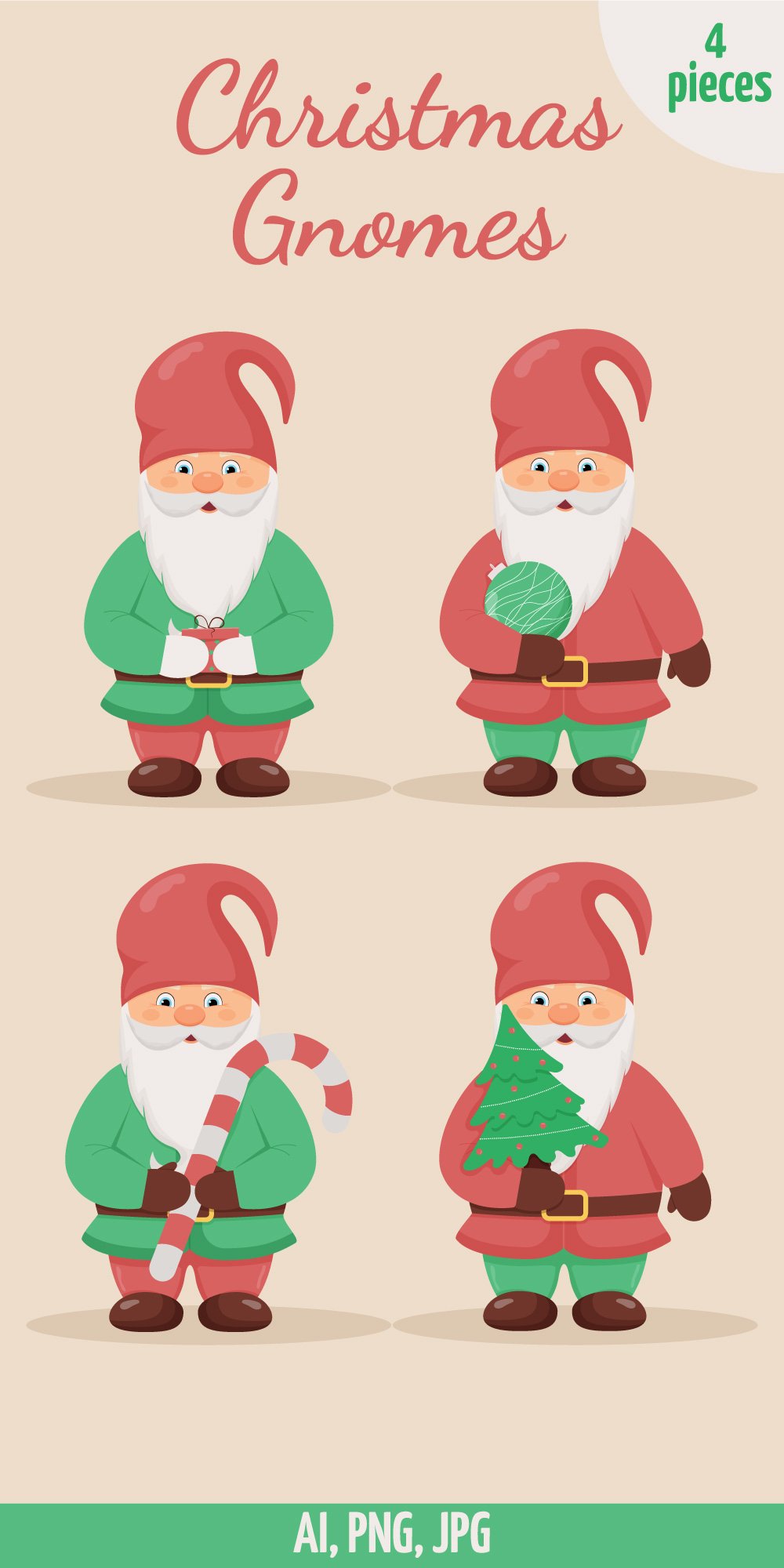 Christmas Gnome bundle. PNG clip art