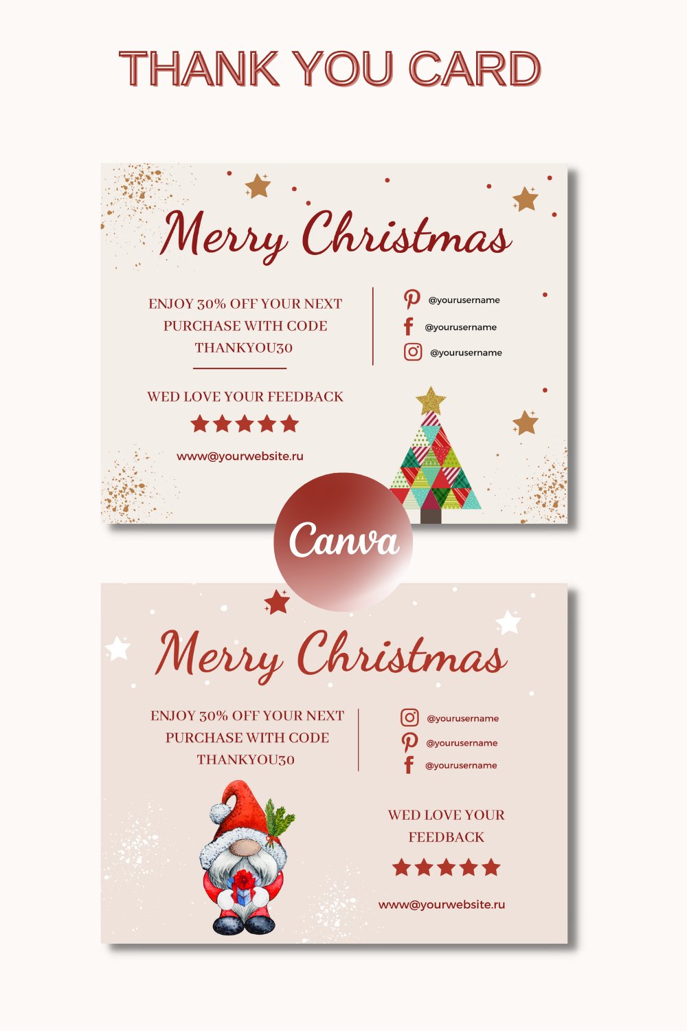 Thank You Card Template Canva | Holidays & Christmas