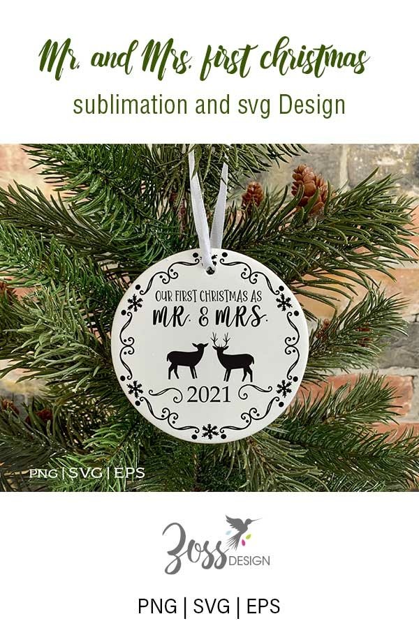 Round First Christmas as Mr. and Mrs. Ornament Design