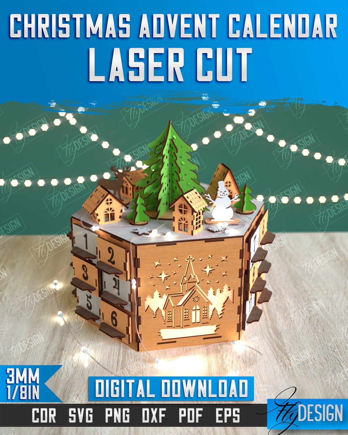 Christmas Advent Calendar Laser Cut |Christmas (4639559)
