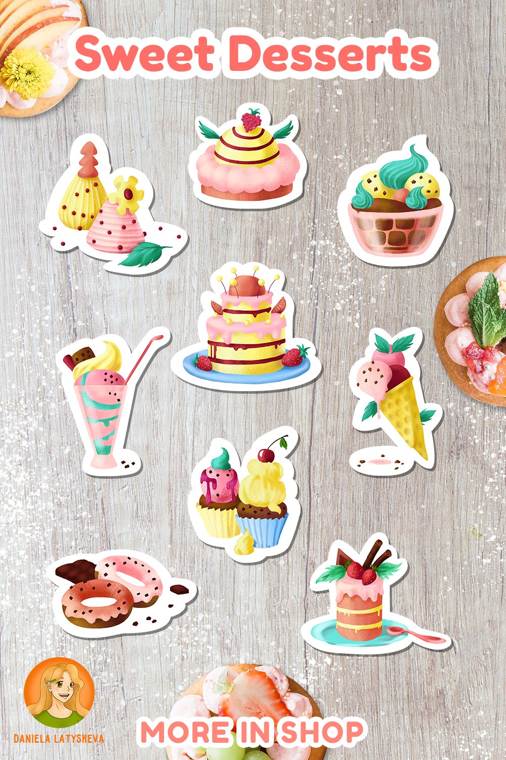 Sweet Desserts and Bakery Sticker Set | Printable Stickers