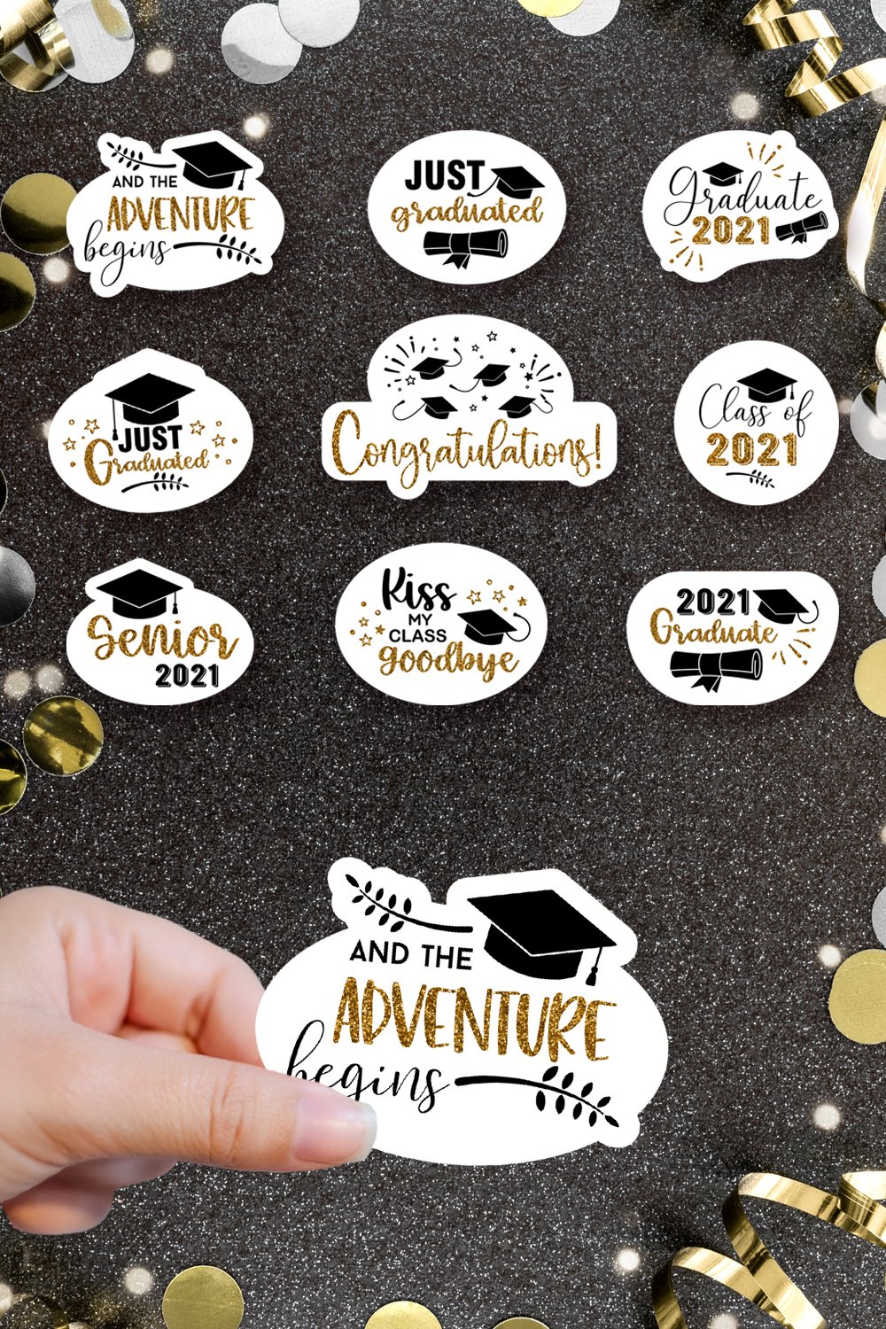 Graduation sticker pack, aesthetic sticker bundle, print cut
