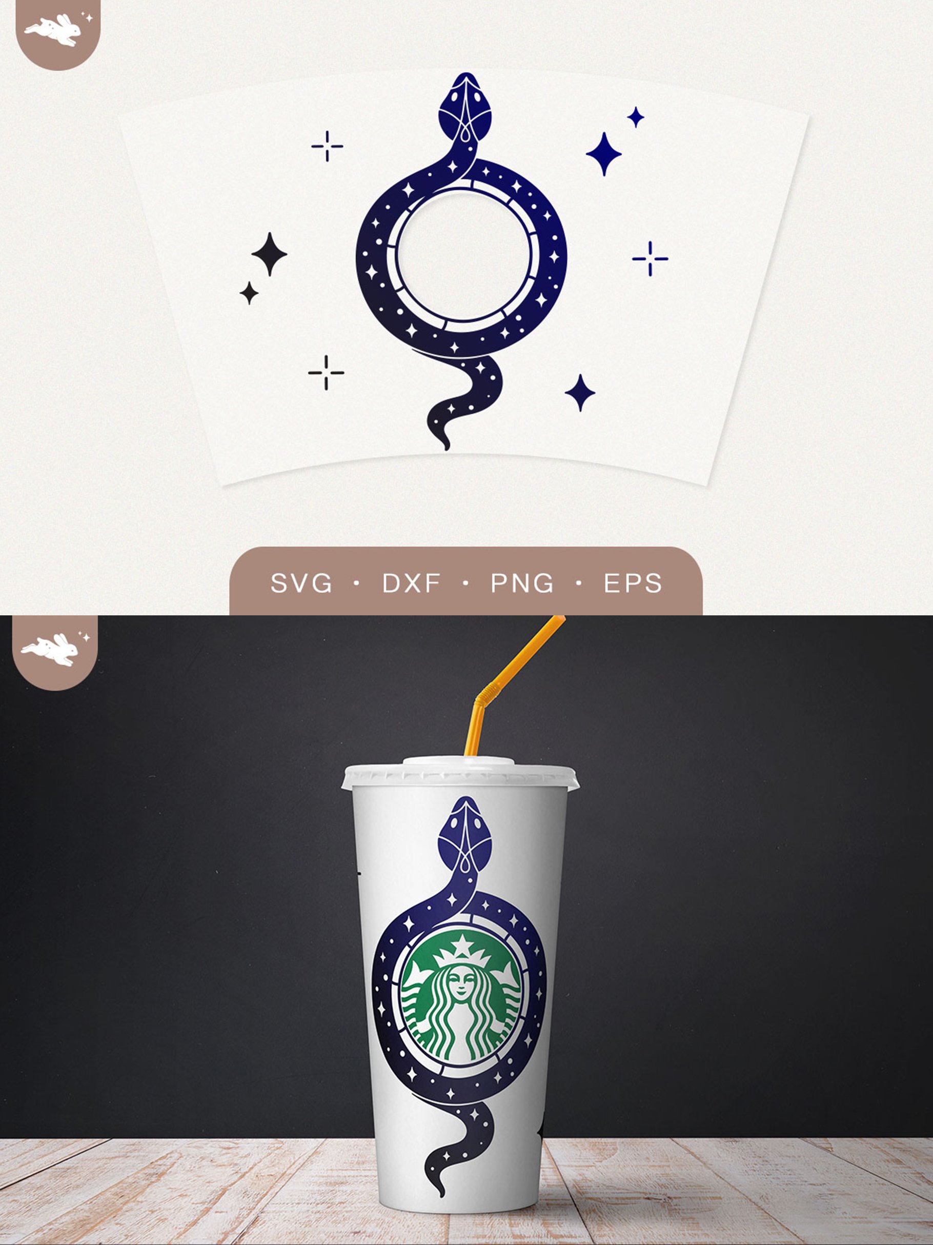Celestial Snake Starbucks cup wrap svg