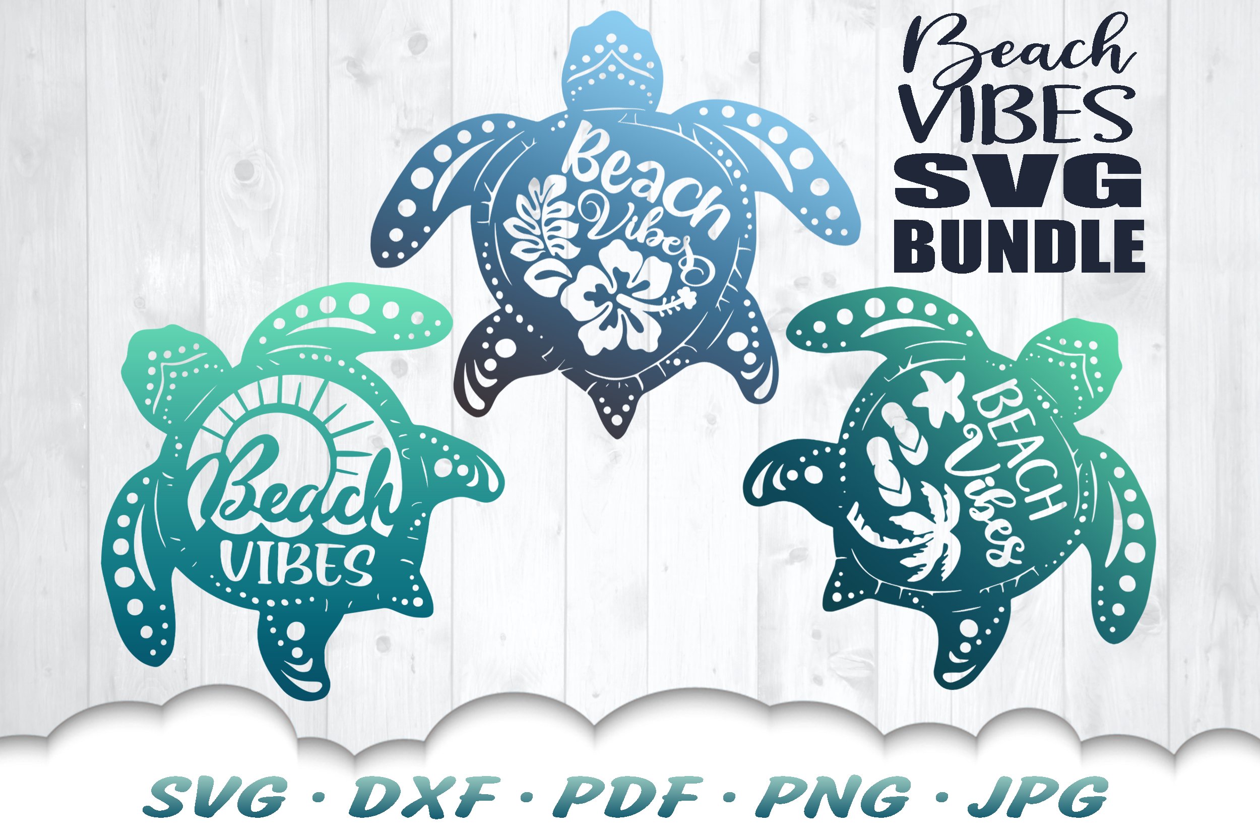 Sea Turtle SVG Bundle | Beach Vibes SVG | Beach SVG Bundle