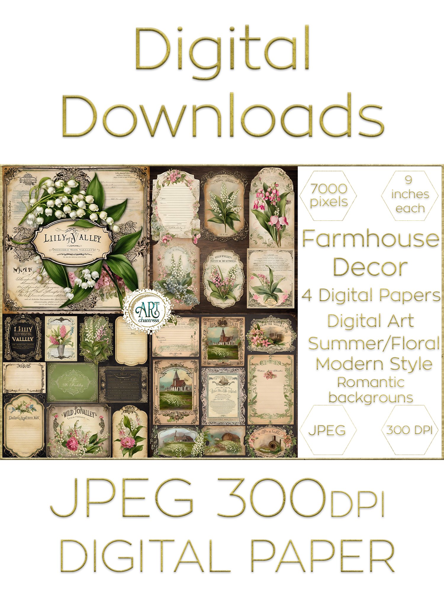 Vintage Lily of the Valley Classic digital paper (3606910)