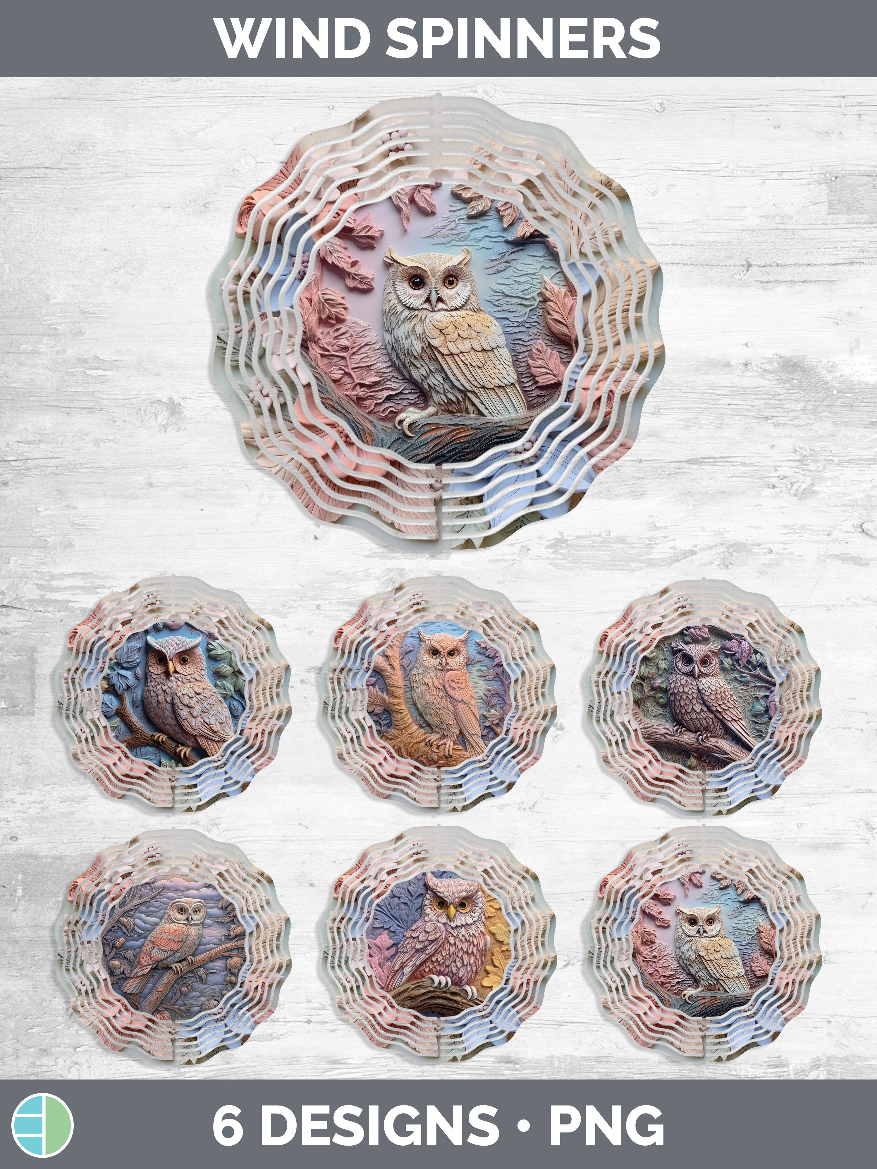 3D Owl Bird Wind Spinner | Sublimation Spinner Designs Bundl