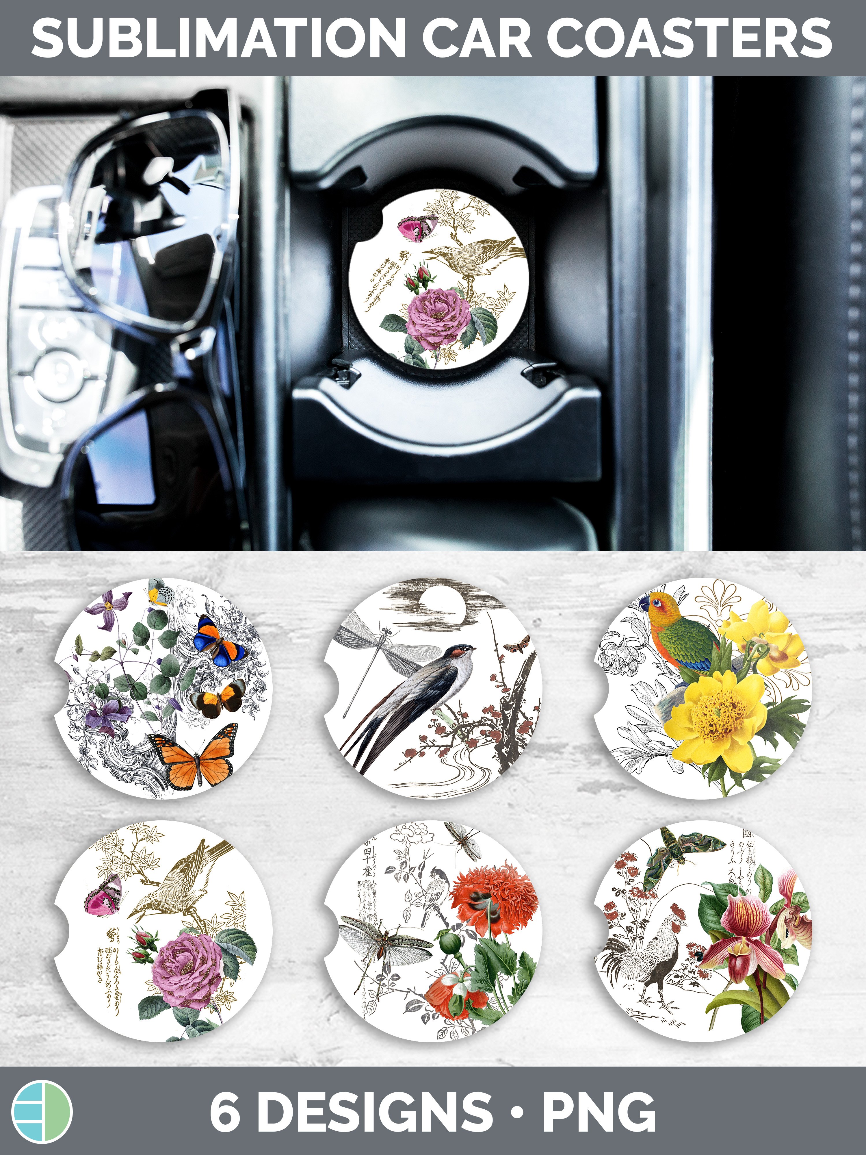 Vintage Car Coaster | Sublimation Designs Bundle