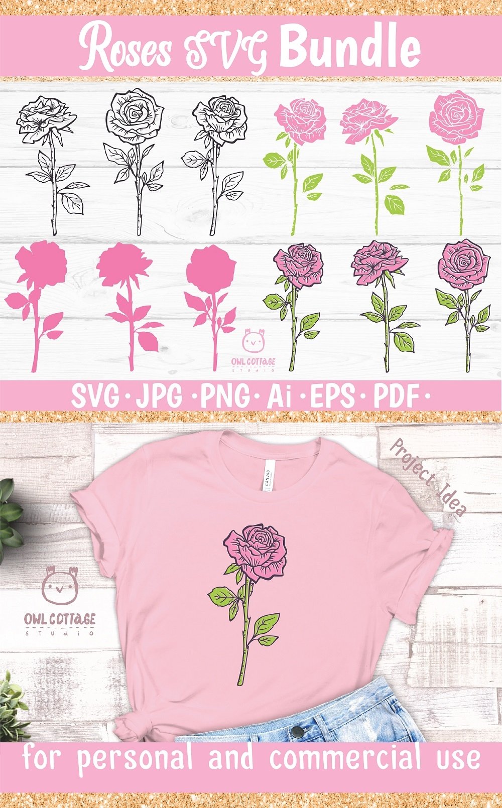 Simple ROSES Svg BUNDLE, rose svg, Rose clipart, rose svg