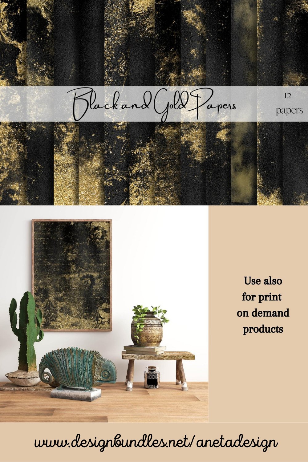 Black and Gold Papers, Abstract Wallart (2492644)