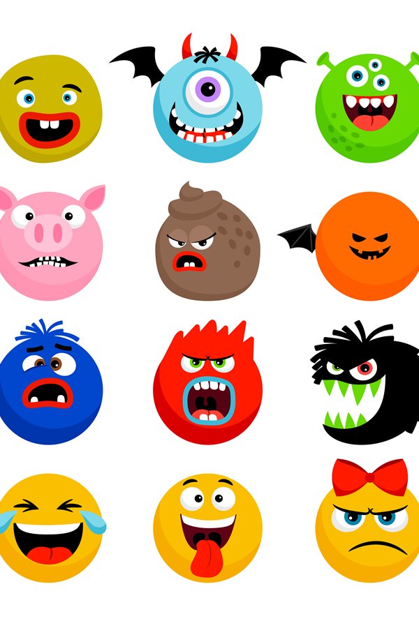 Monster and animal emoticons
