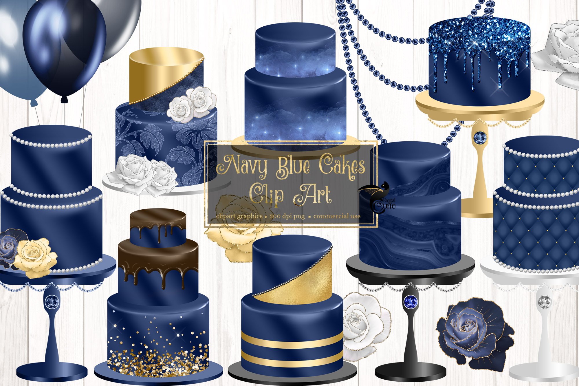 Navy Blue Cakes Clipart