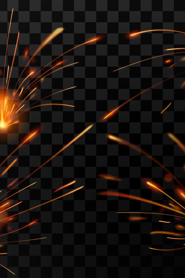Realistic fire sparks. Spark flow of steel welding or metal