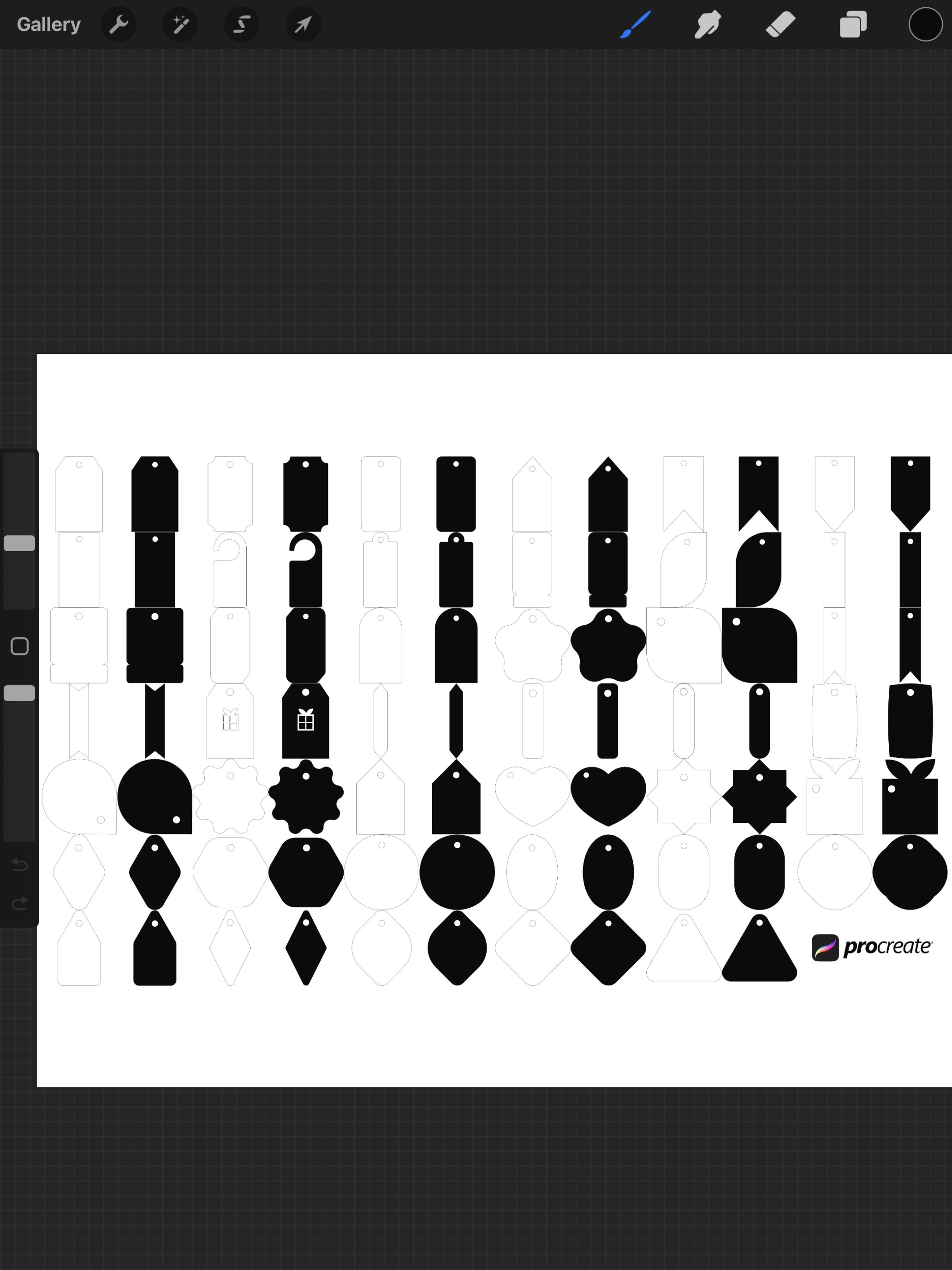 Label Tags Set 2 Procreate Brush Stamps, 82 Label Tags