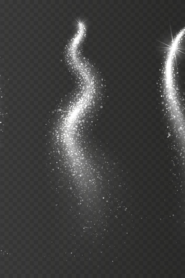 Sparkle stardust. Silver magic trail. Vector shining waves