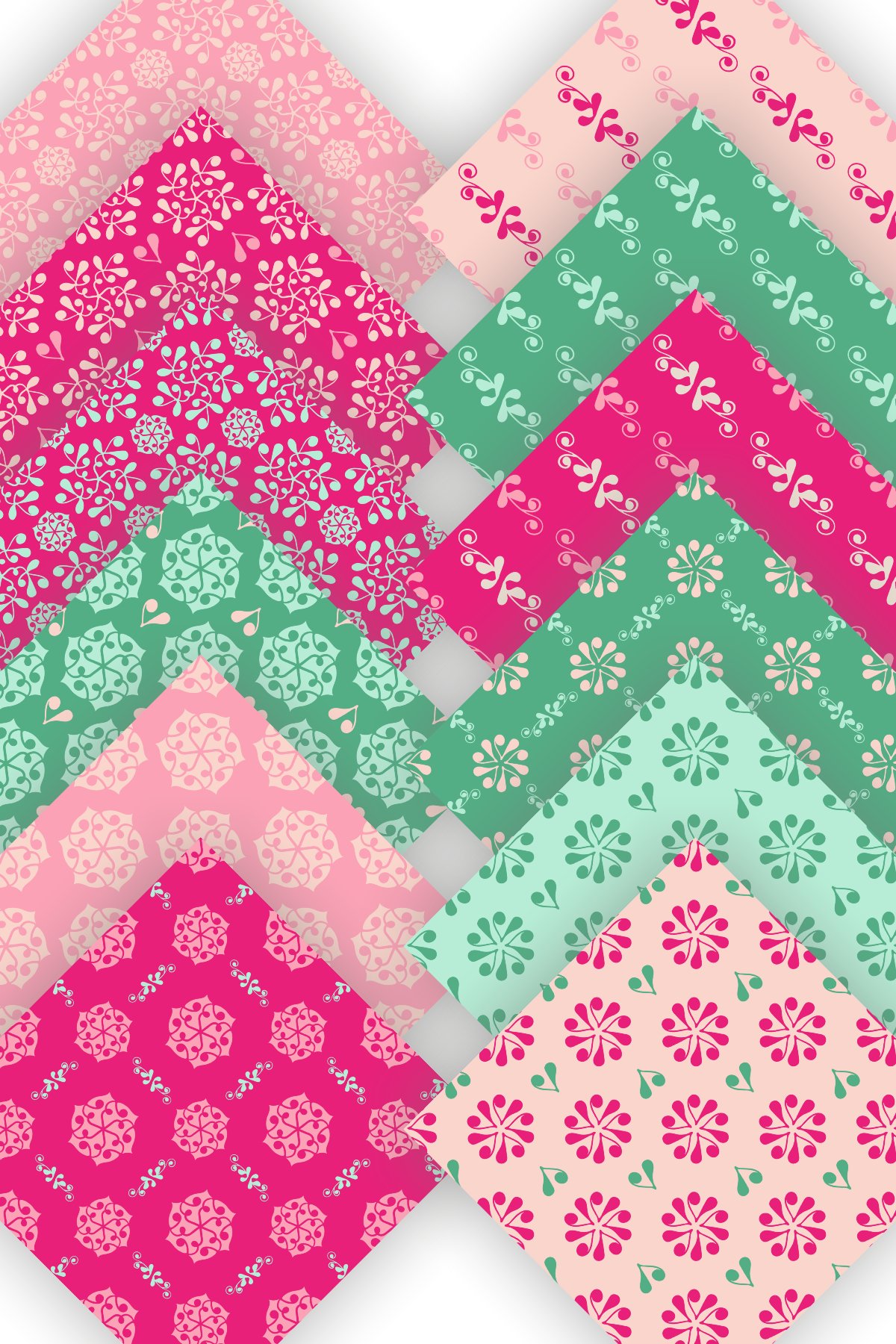 Spring Colors Flourish Seamless Patterned Papers Set of 12