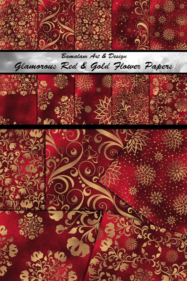 Red & Gold Floral Backgrounds