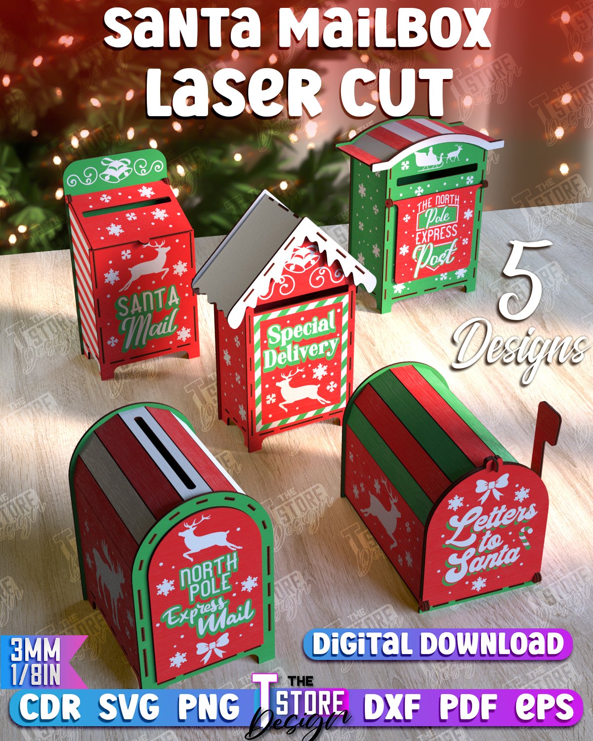 Christmas Mail Box Laser Cut | Letters to Santa Mailbox SVG