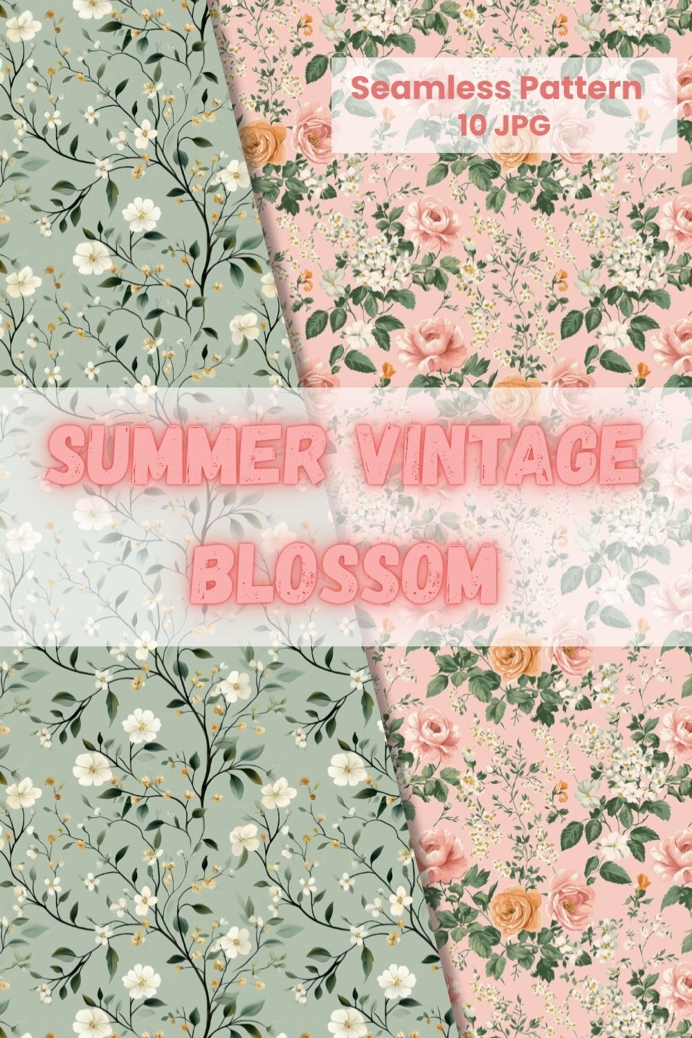 Vintage Summer Blossom Seamless Patterns (5640697)