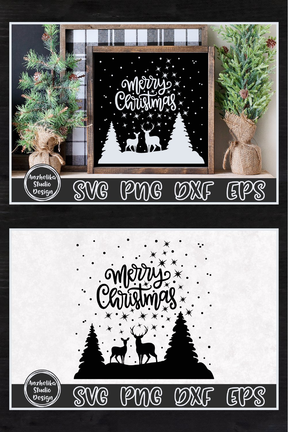 Merry Christmas Deer SVG | Christmas Forest With Reindeer