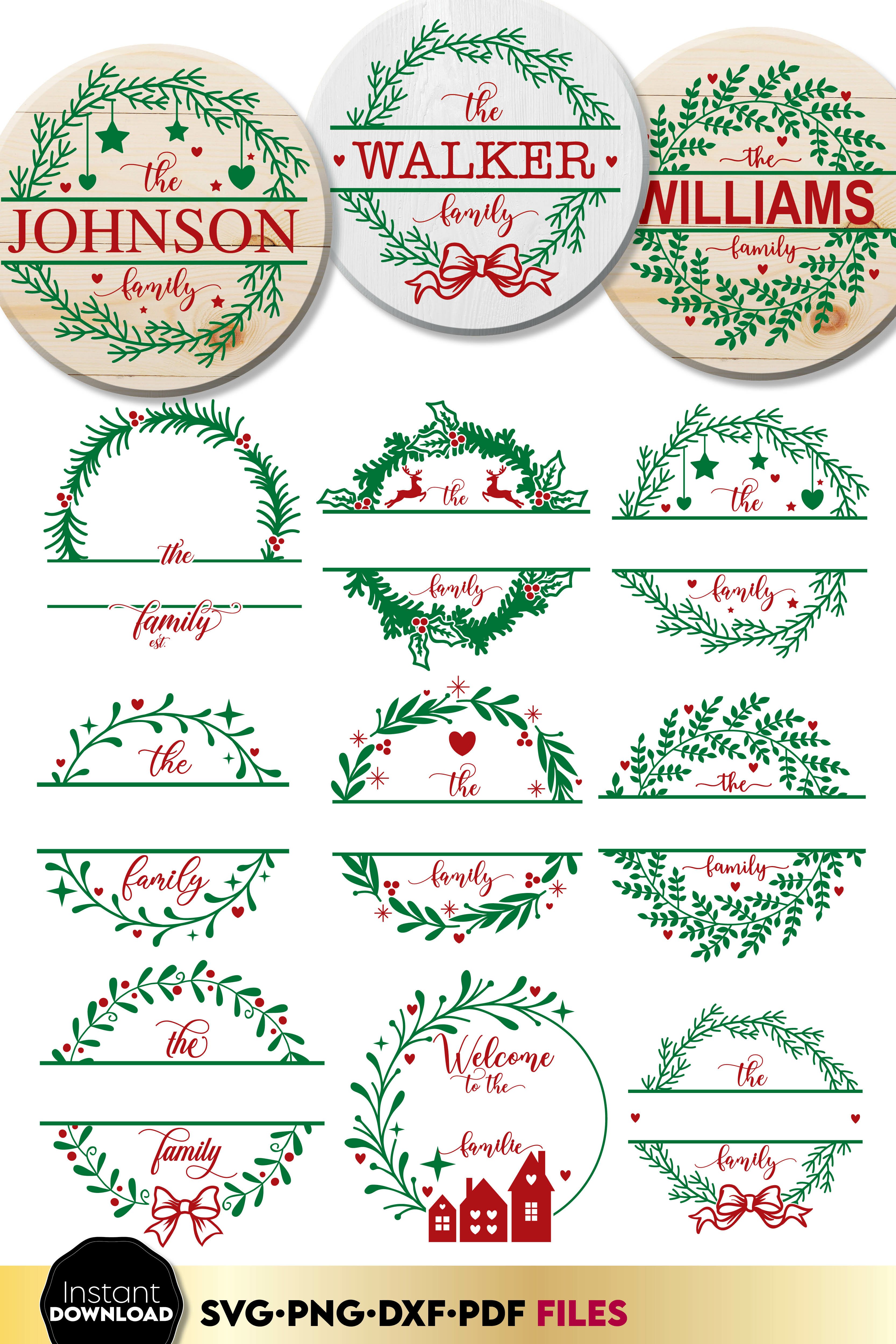 Christmas wreath bundle family name monogram