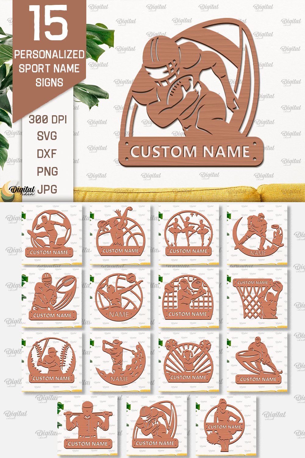 Personalized Sport Name Signs Laser Cut Bundle