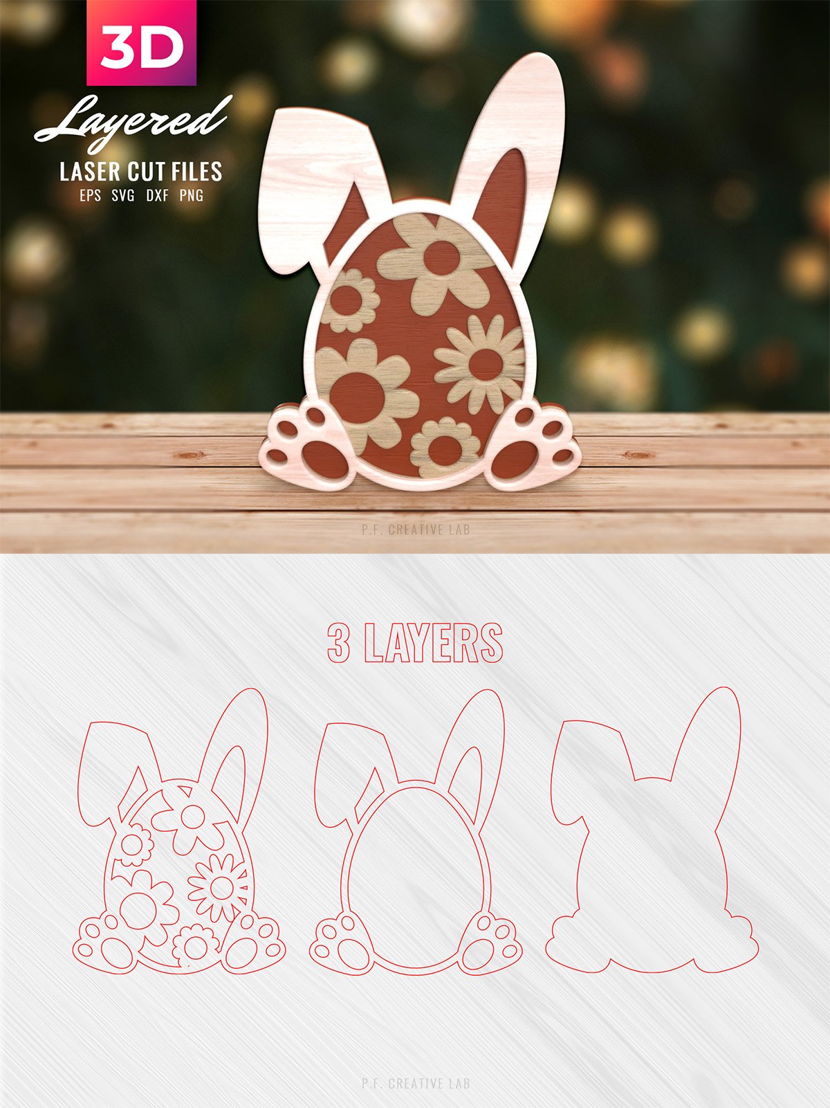 Easter Flower Bunny Egg Layered SVG Clipart