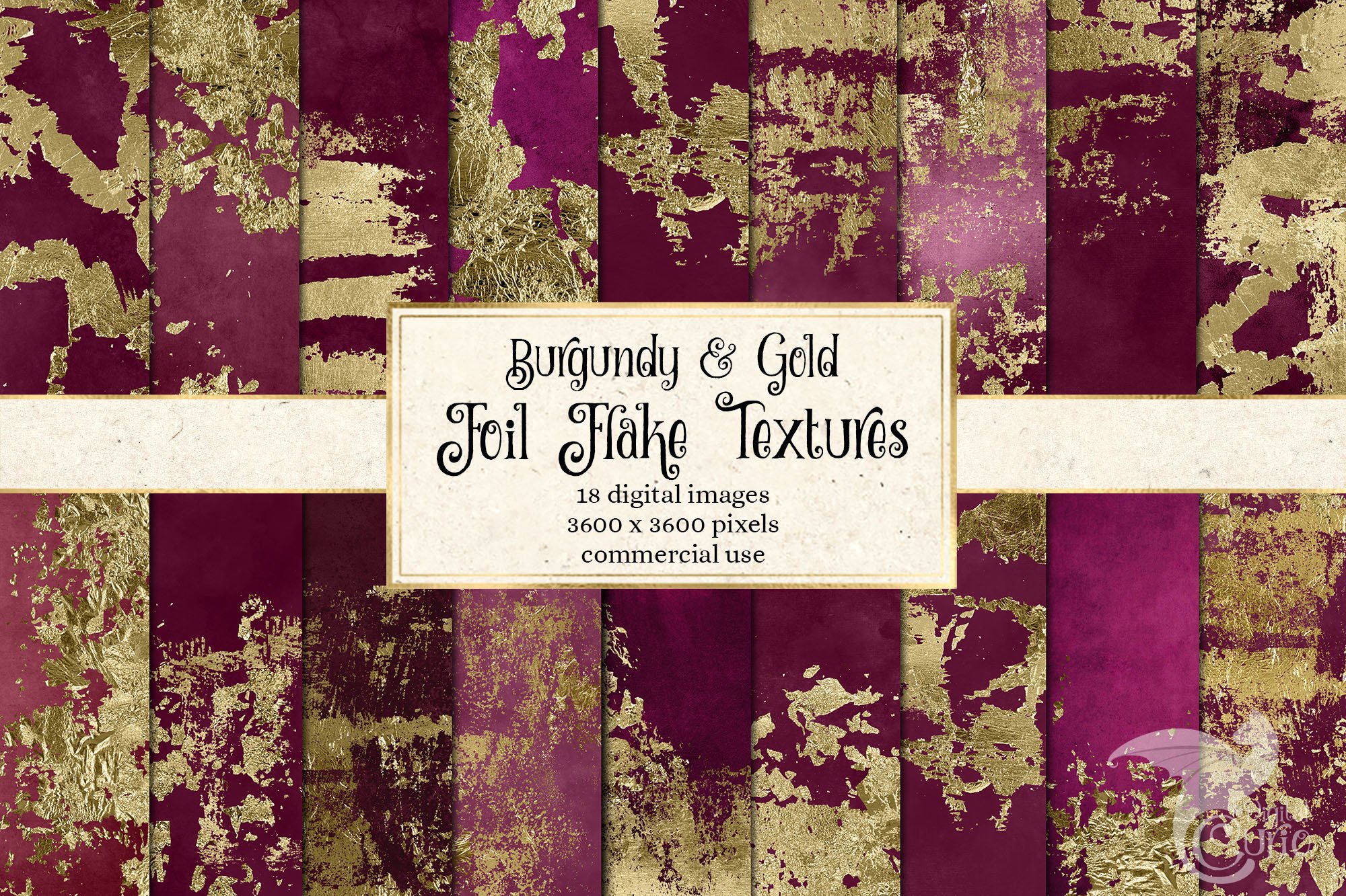 Burgundy and Gold Foil Flake Textures