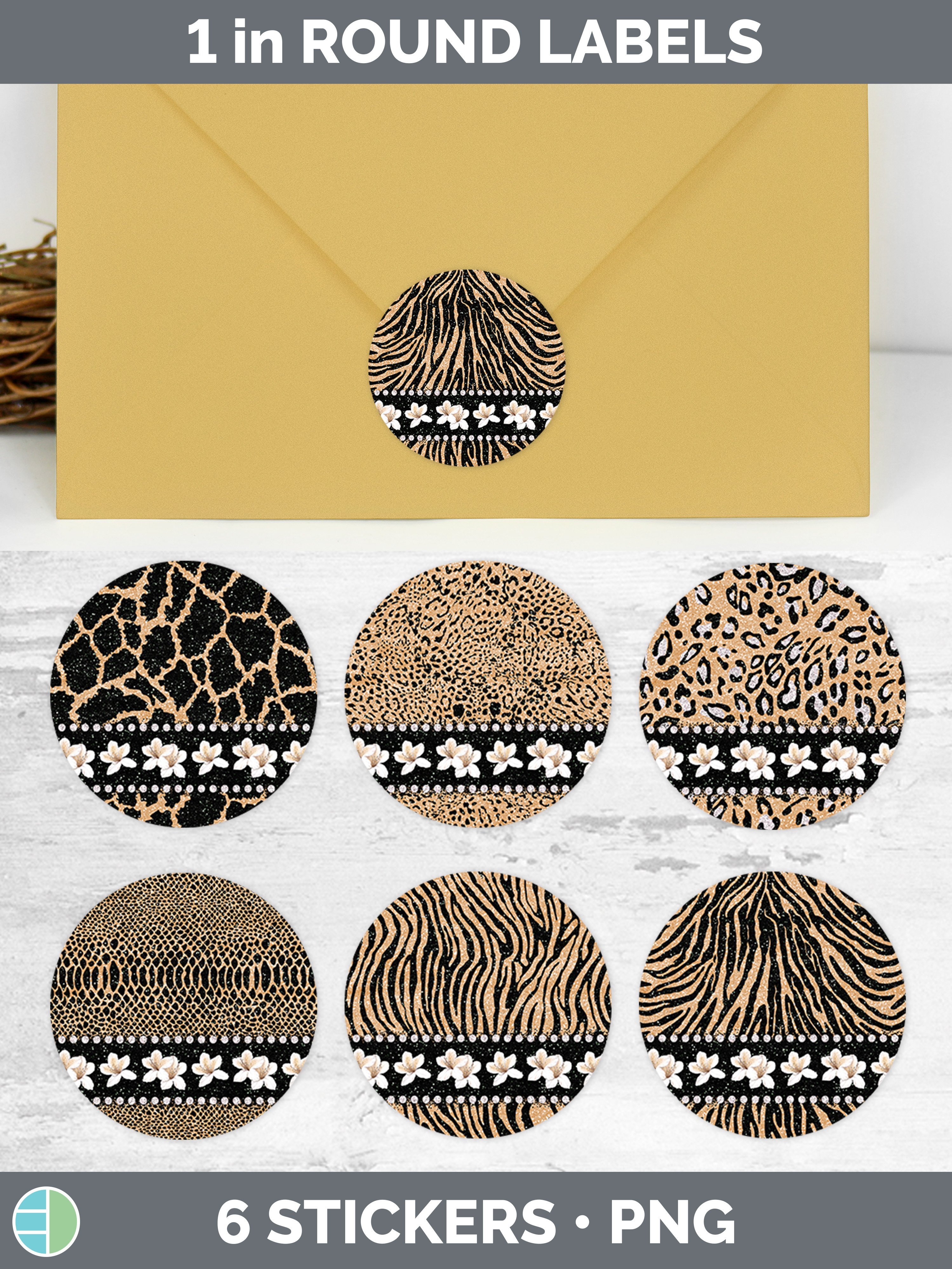 Tan Animal Print Stickers | Sticker 1in Round Labels PNG Des