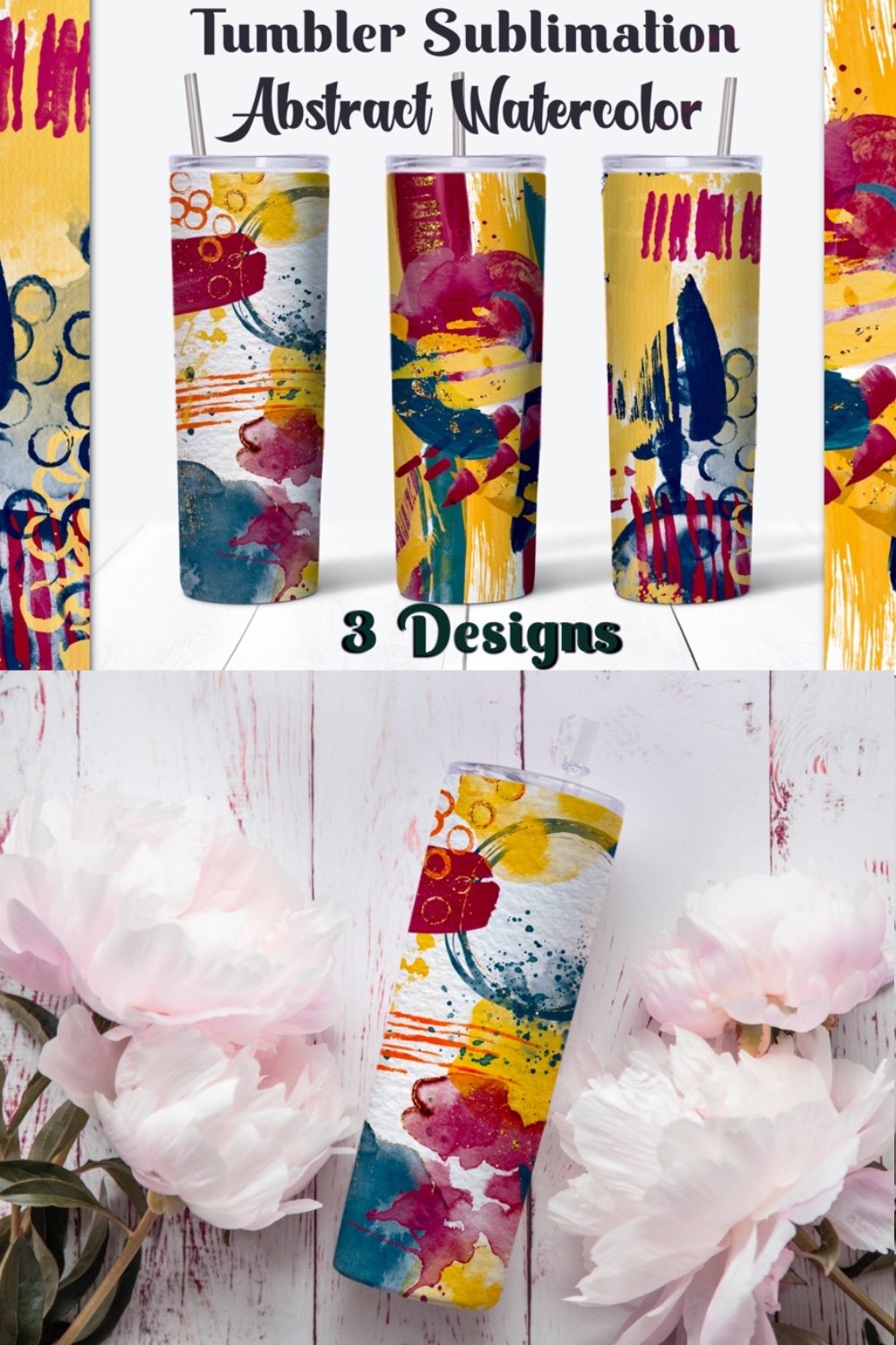 Abstract Watercolor Tumbler Sublimation Designs.